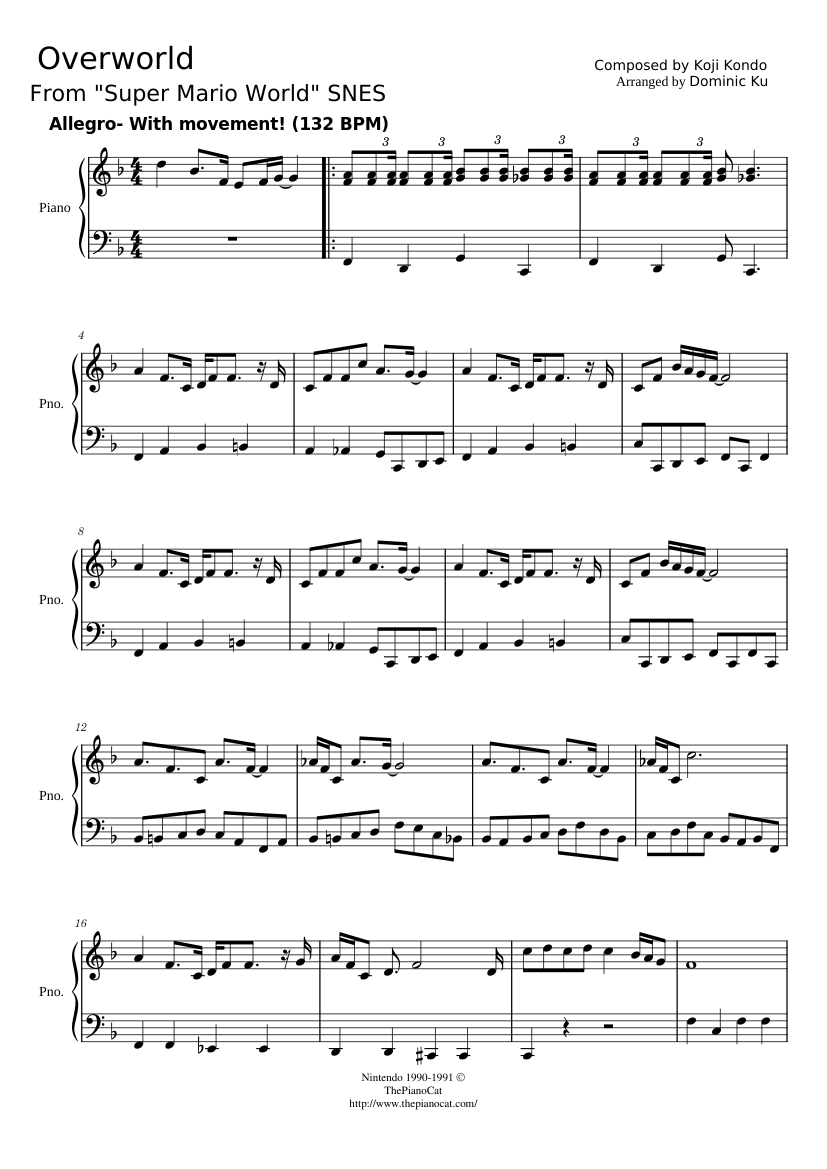 Super mario world theme – Misc Computer Games Sheet music for Piano ...