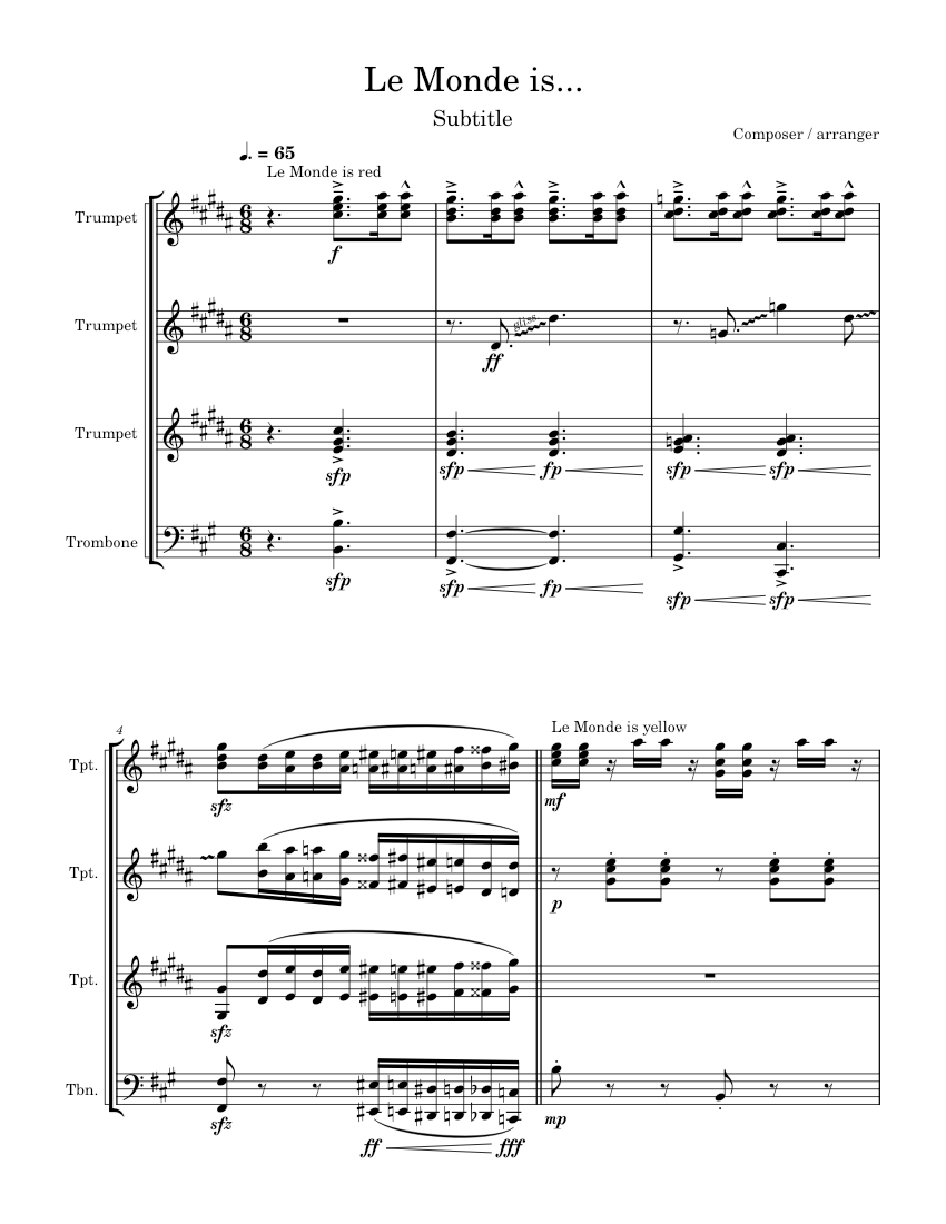 Le Monde – Richard Carter Le Monde is... Sheet music for Trombone ...
