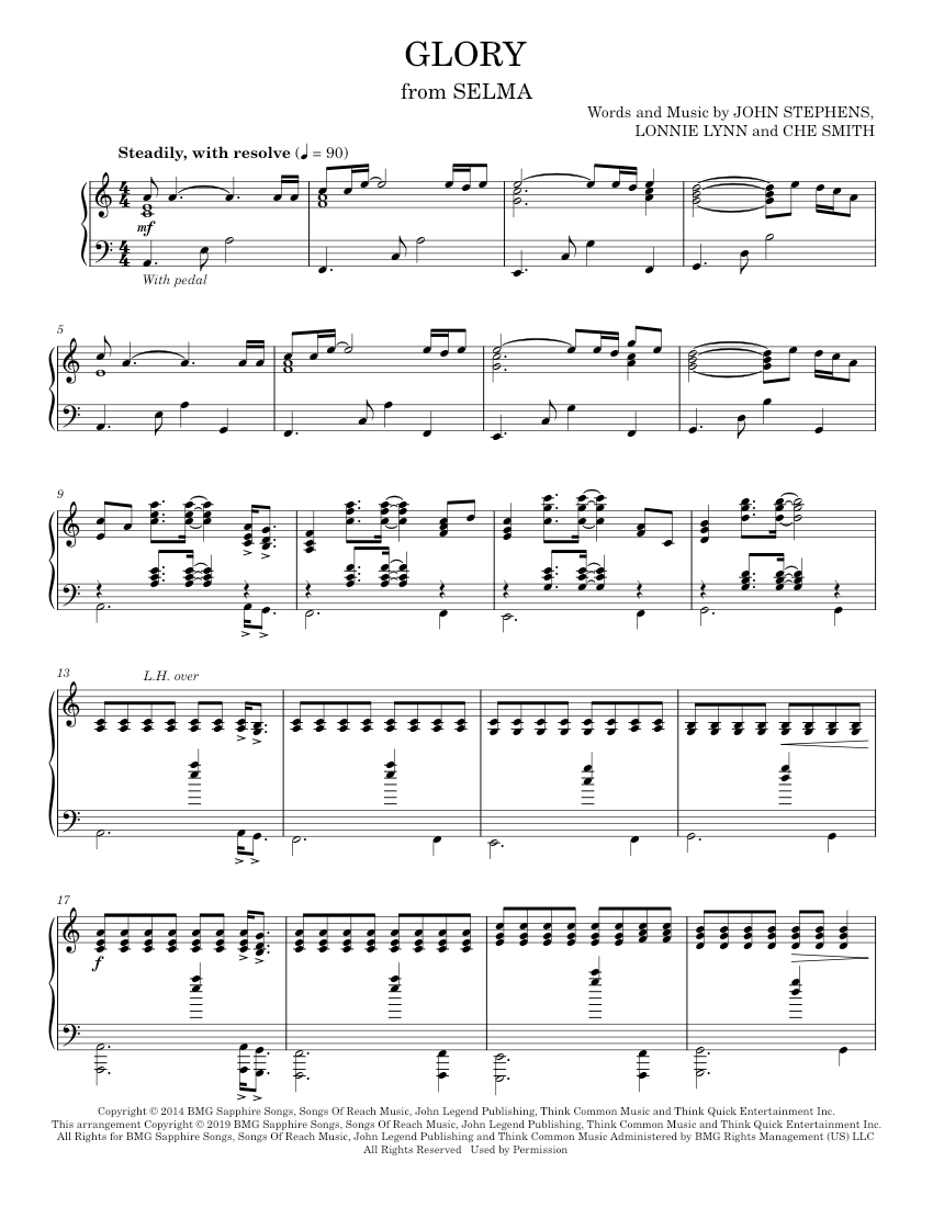 Play Official version of Glory Sheet Music by Common & John Legend ...