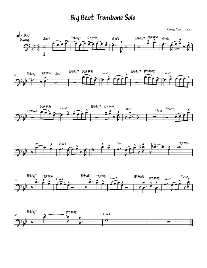 Big Beat Trombone Solo Sheet music for Trombone (Solo) | Musescore.com