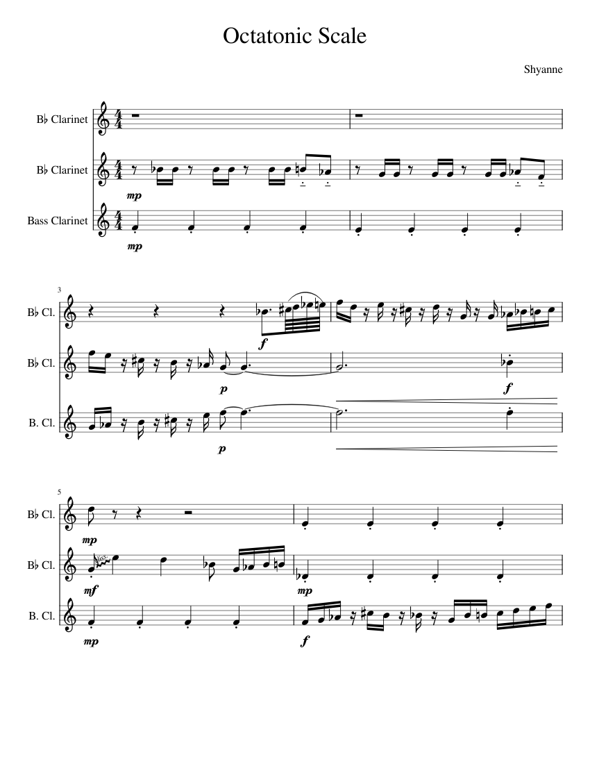 Octatonic Scale Sheet music for Clarinet in b-flat, Clarinet bass ...