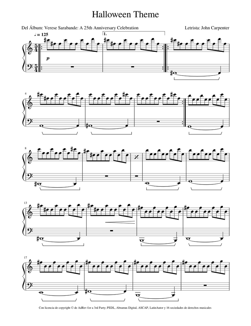 Halloween Theme Sheet music for Piano (Solo) Easy | Musescore.com