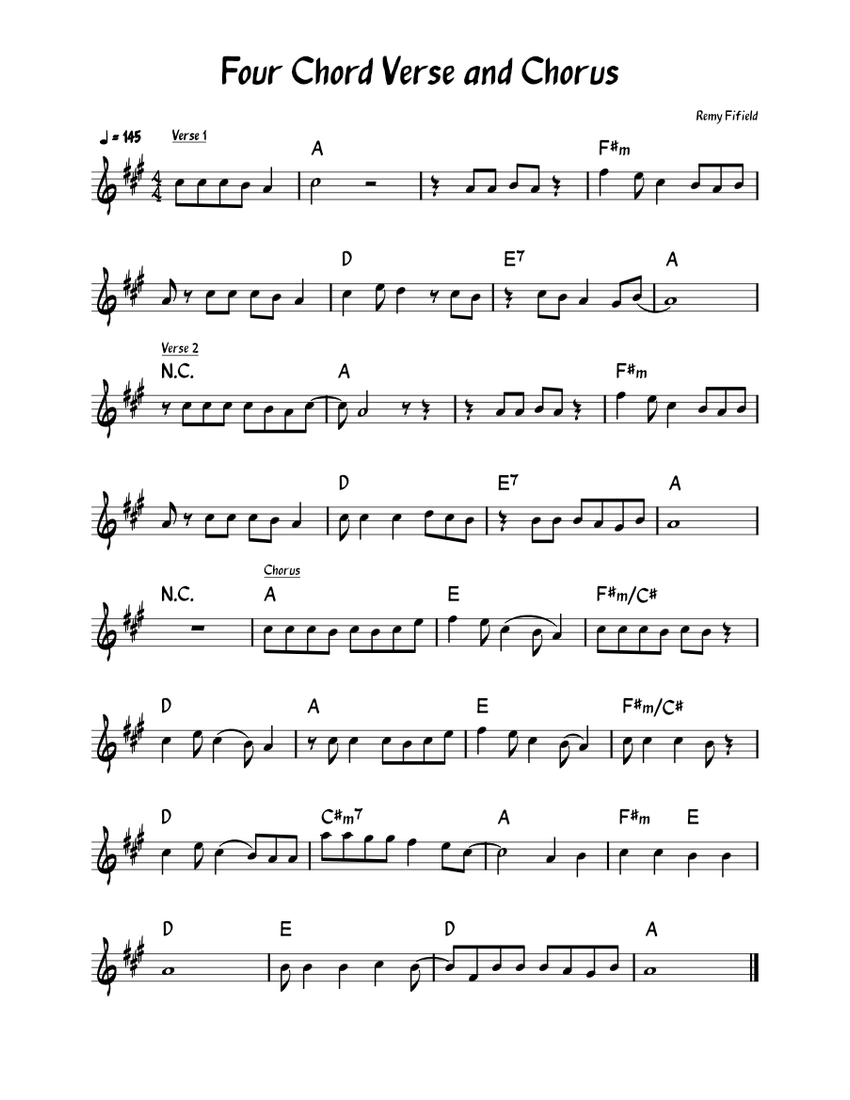 Four Chord Verse & Chorus Sheet music for Piano (Solo) Easy | Musescore.com