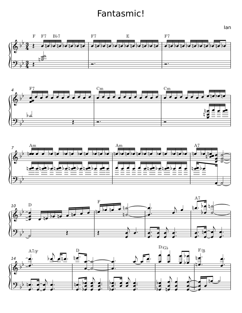 Fantasmic! - Ian Sheet music for Piano (Solo) | Musescore.com