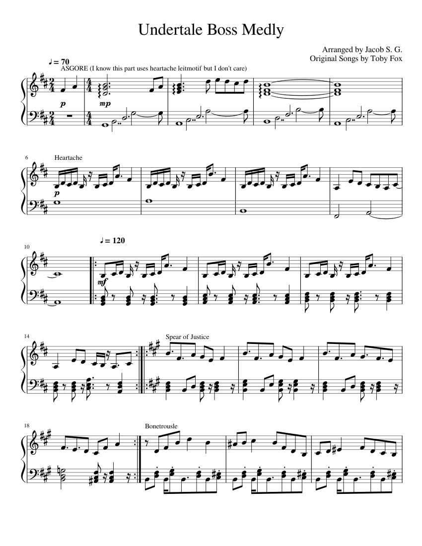 Undertale Boss Theme Medley Sheet music for Piano (Solo) | Musescore.com