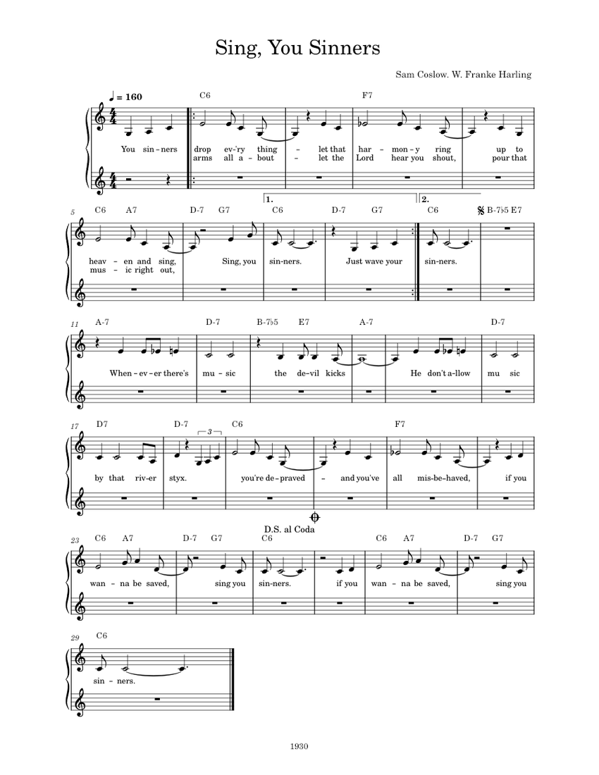 Sing, You Sinners – Arthur Johnston with lyrics by Sam Coslow Sing You ...