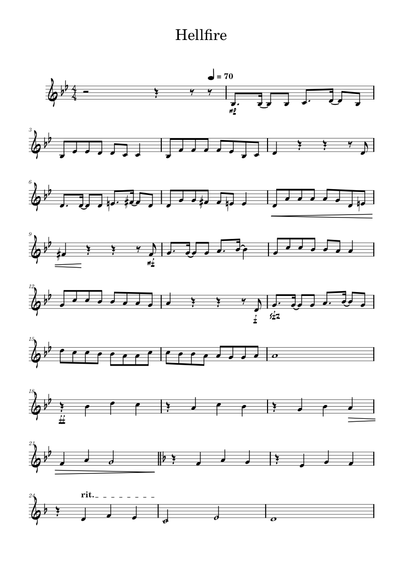Hellfire – Alan Menken Hellfire Sheet music for Violin (Solo) | Musescore.com