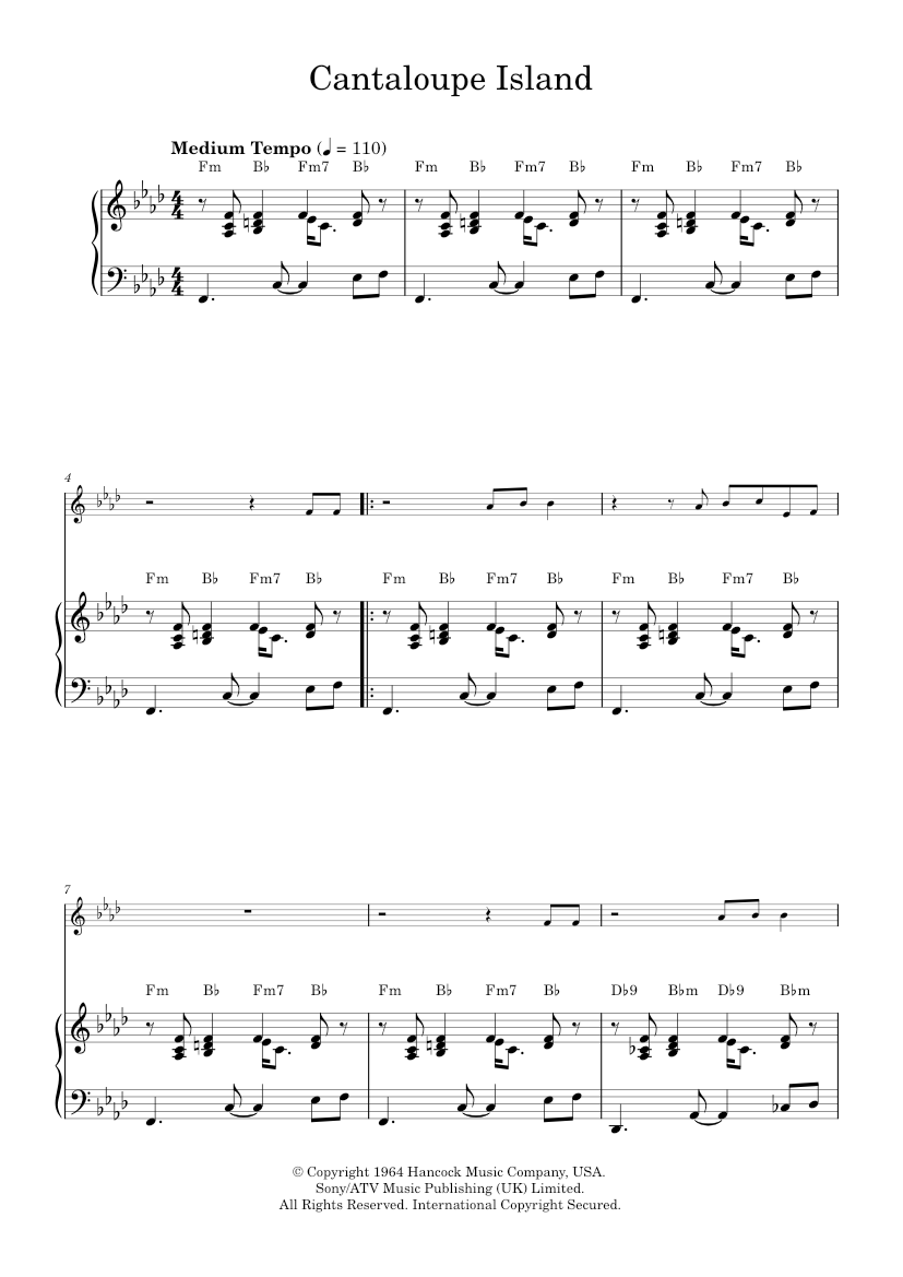 Play Official version of Cantaloupe island sheet music by Herbie Hancock for Piano, Flute ...