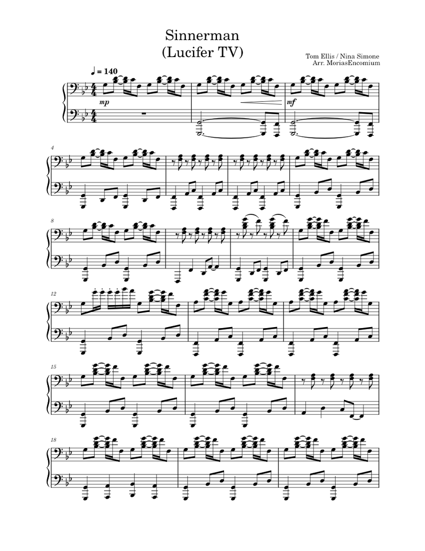Sinnerman – Lucifer TV (Intermediate) Sheet music for Piano (Solo ...