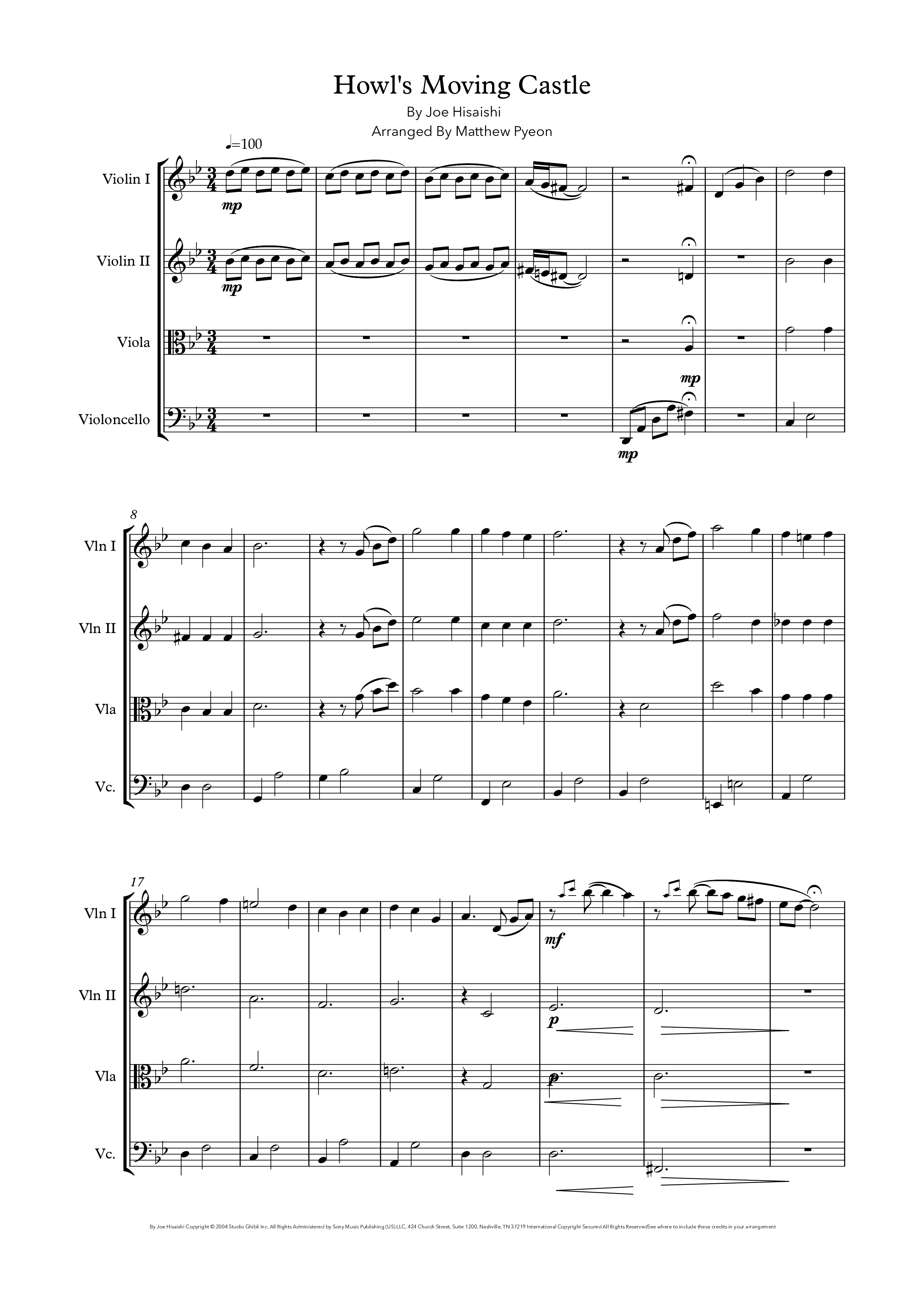 Play Official version of Howl's Moving Castle Sheet Music by Joe ...