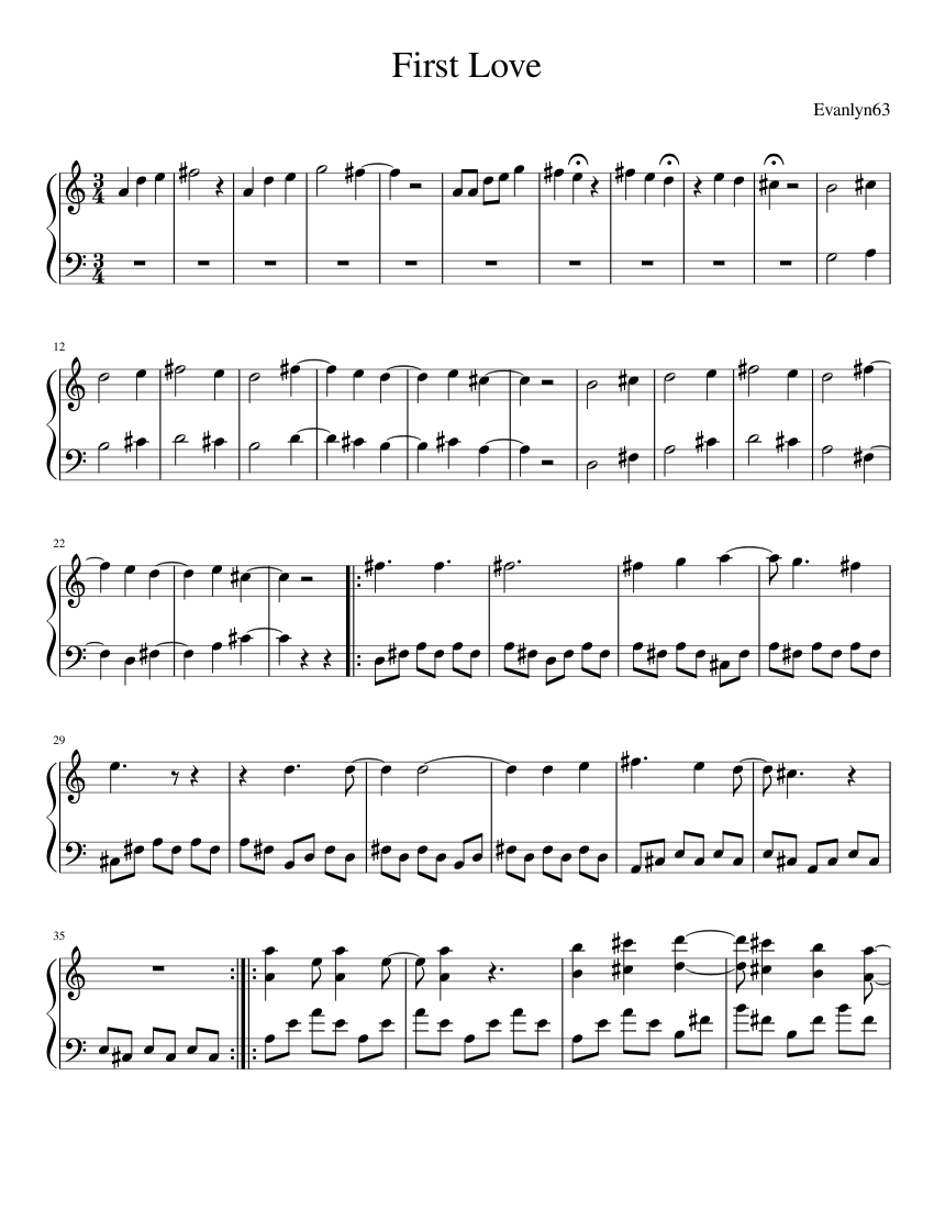 First Love (Incomplete) Sheet music for Piano (Solo) Easy | Musescore.com