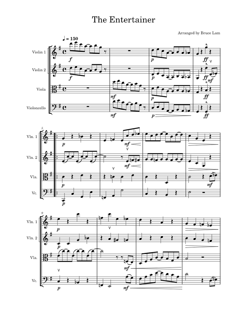 The entertainer – Scott Joplin The Entertainer – Scott Joplin (Quartet ...