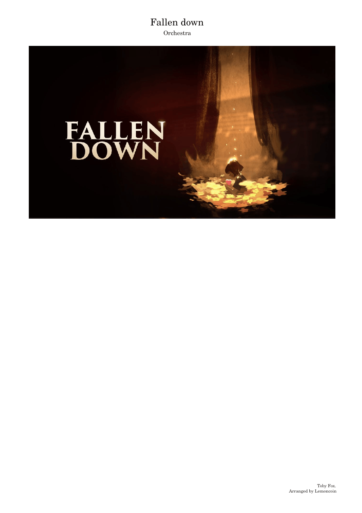Fallen Down – Toby Fox (Orchestra Arrangement) Sheet Music for Piano, Trombone, Tuba, Flute ...