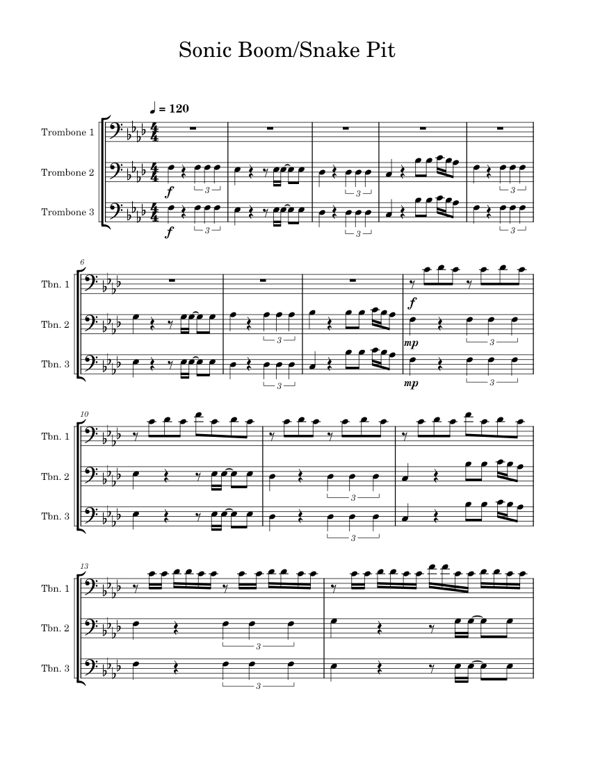 Snake Pit/Sonic Boom Sheet music for Trombone (Mixed Trio) | Musescore.com