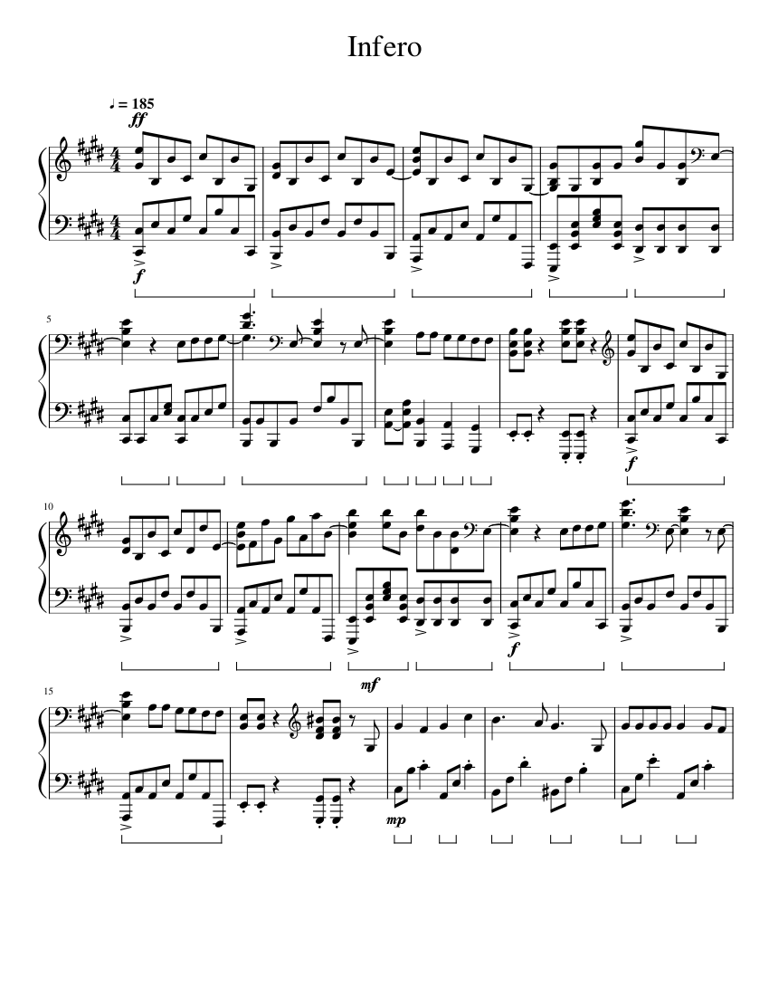 Mrs. GREEN APPLE - Inferno - Fire Force Sheet music for Piano (Solo ...