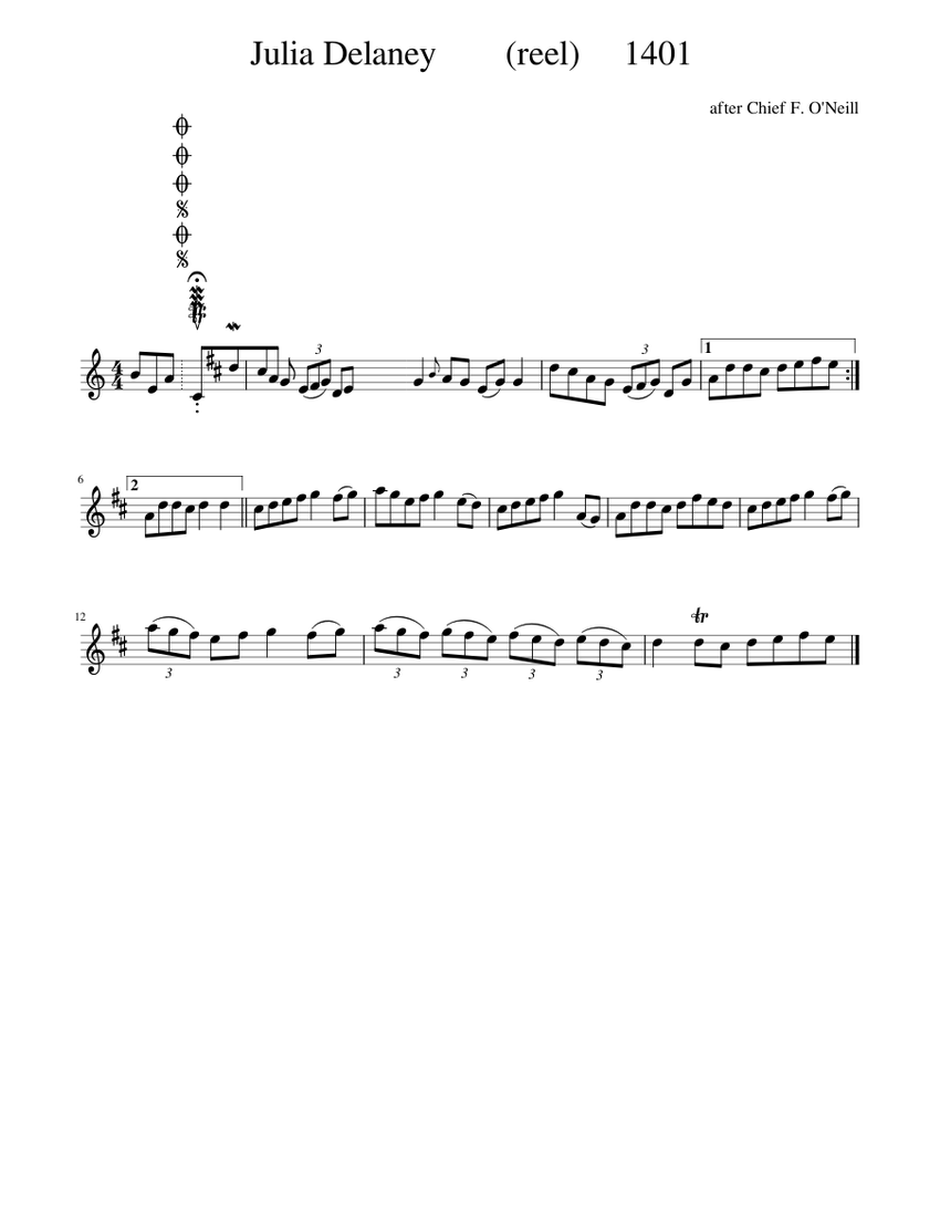 Julia Delaney (reel) 1401 Sheet music for Piano (Solo) | Musescore.com