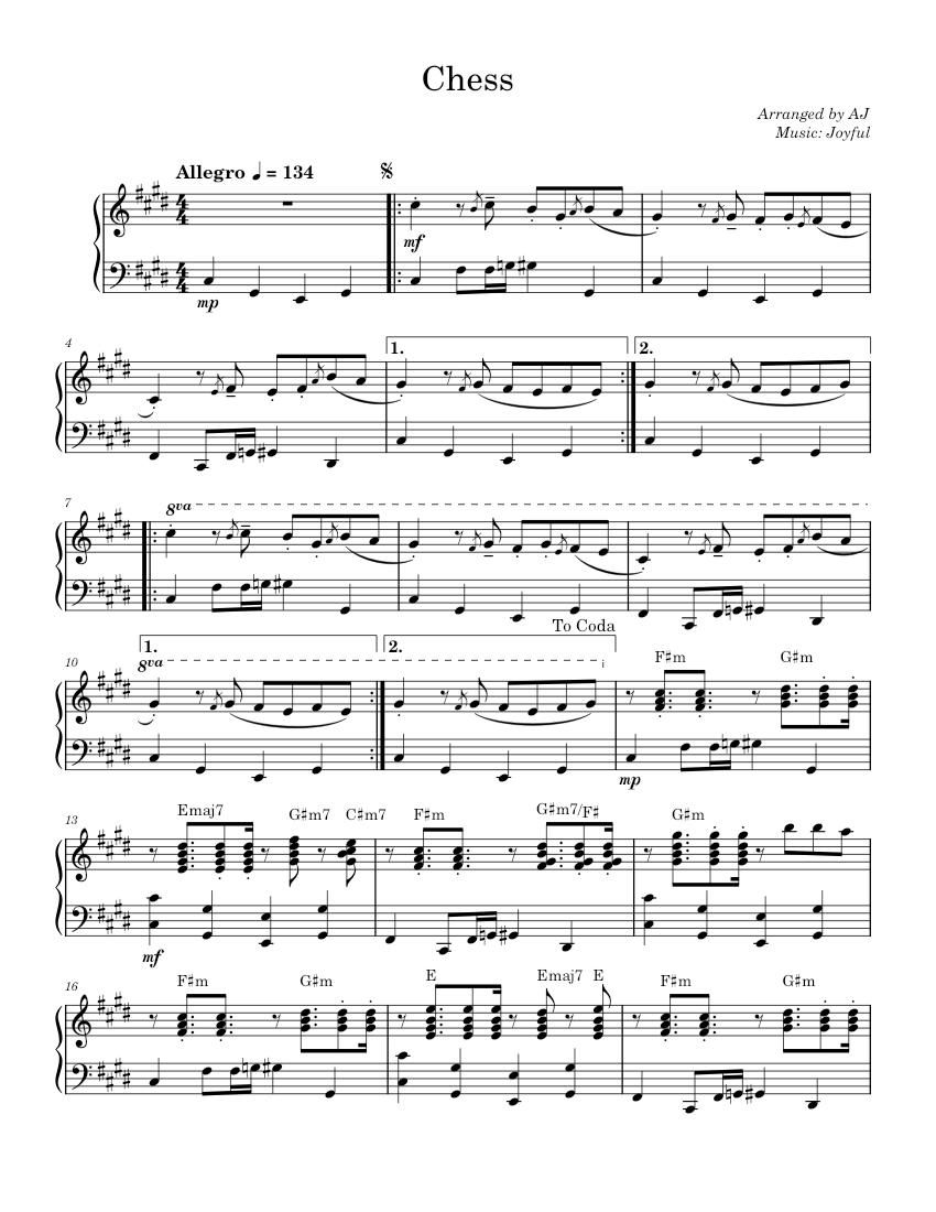 Chess Type Beat – @jesusmusic_official or Jesús Music Sheet Music with ...