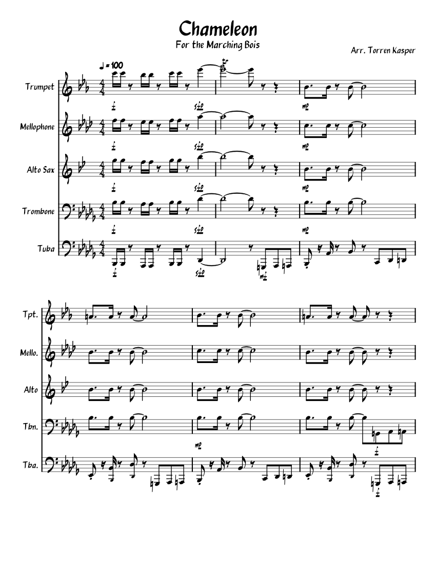 Chameleon Stand Tune Sheet music for Trombone, Tuba, Mellophone ...