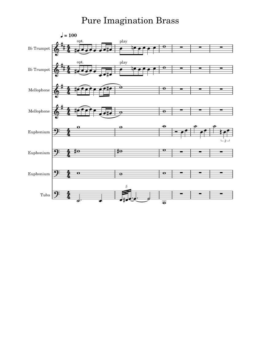 Pure Imagination Brass Sheet music for Euphonium, Tuba, Mellophone ...