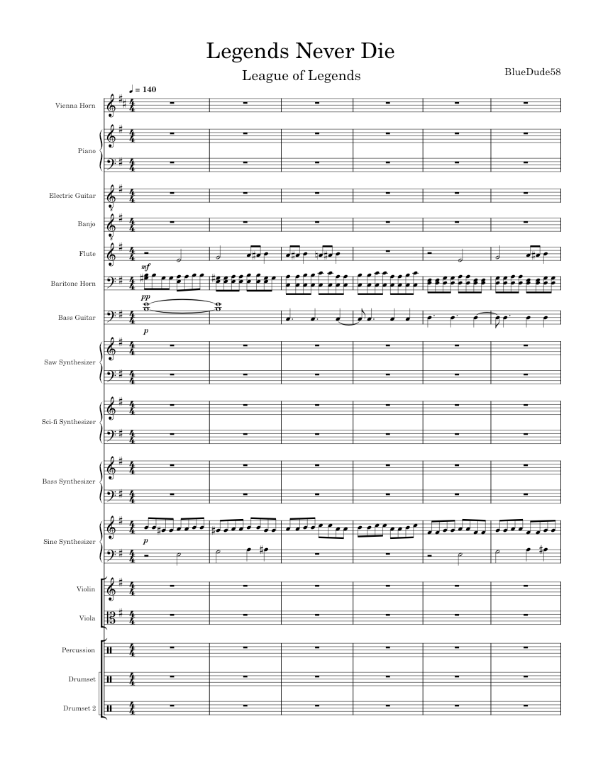 Legends Never Die – League of Legends [Mixed Ensemble] Sheet music for ...