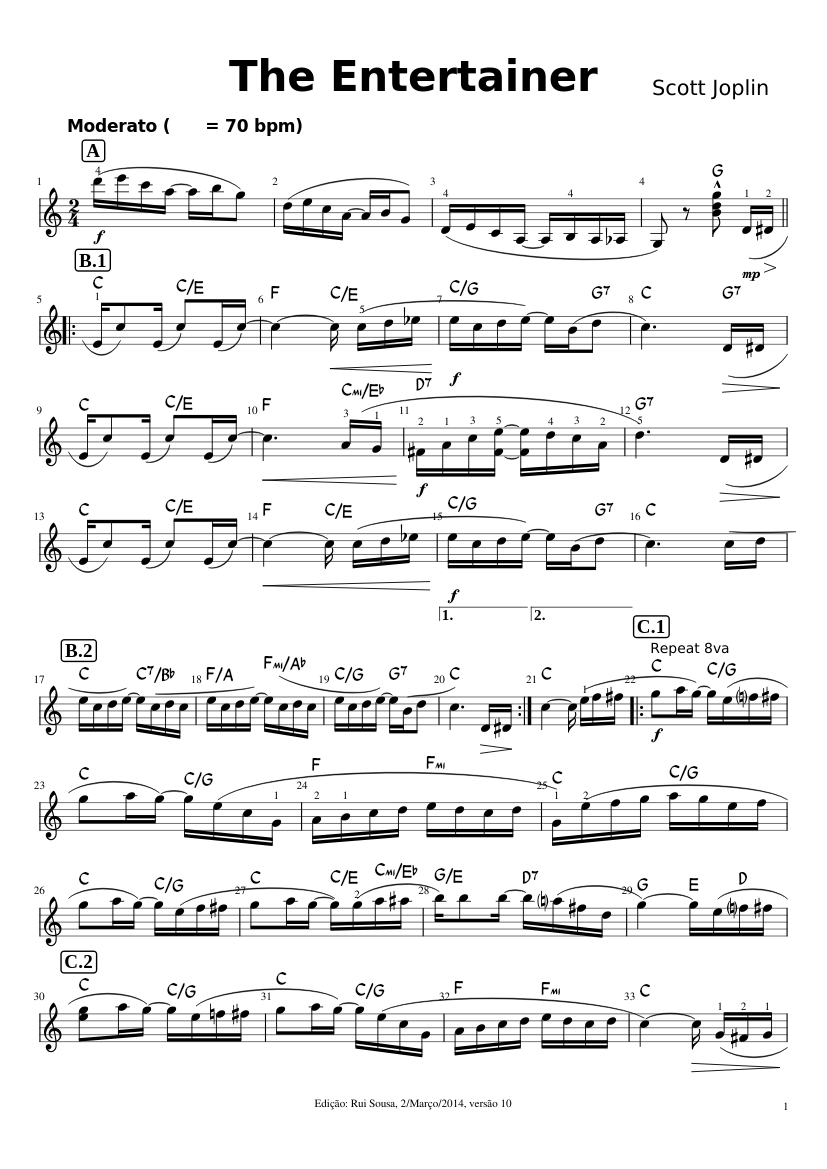 The entertainer – Scott Joplin The Entertainer Sheet music for Violin ...
