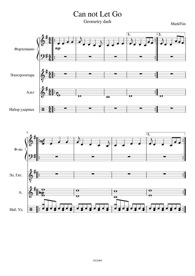 Can not Let Go Sheet music for Piano, Alto, Guitar, Drum group (Mixed ...