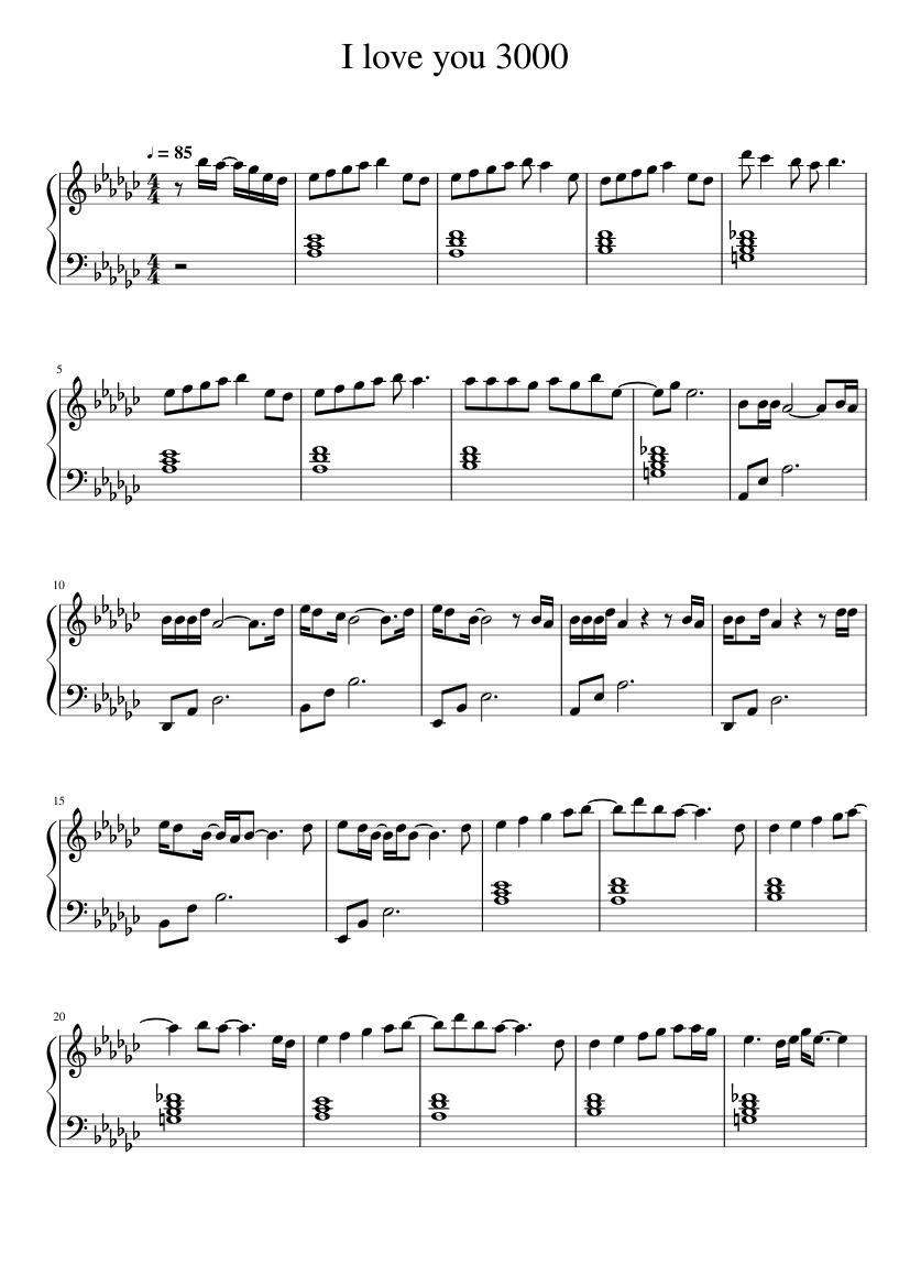 I love you 3000 Sheet Music for Piano (Solo) easy | MuseScore.com