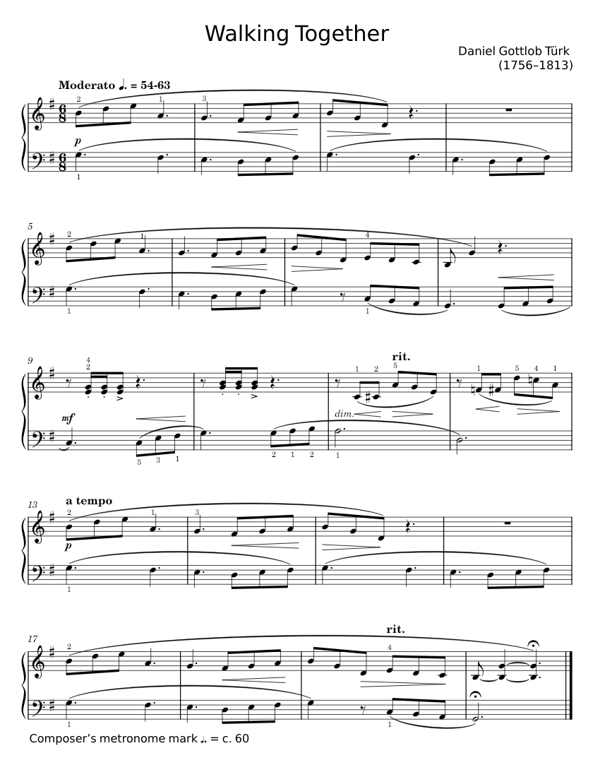 Walking Together - Christopher Norton Sheet music for Piano (Solo) Easy ...
