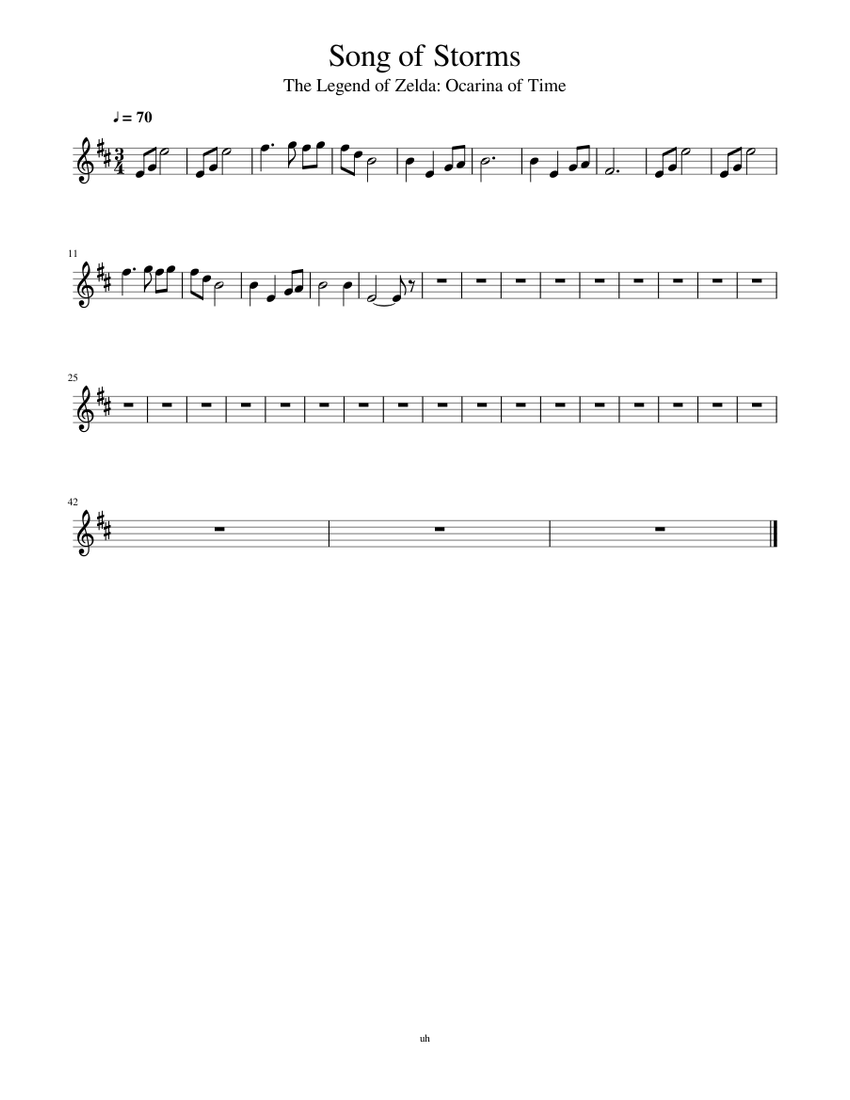 Song of Storms Sheet music for Clarinet in b-flat (Solo) | Musescore.com