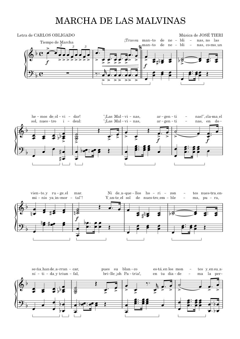 MARCHA DE LAS MALVINAS Sheet Music for Piano (Solo) | MuseScore.com