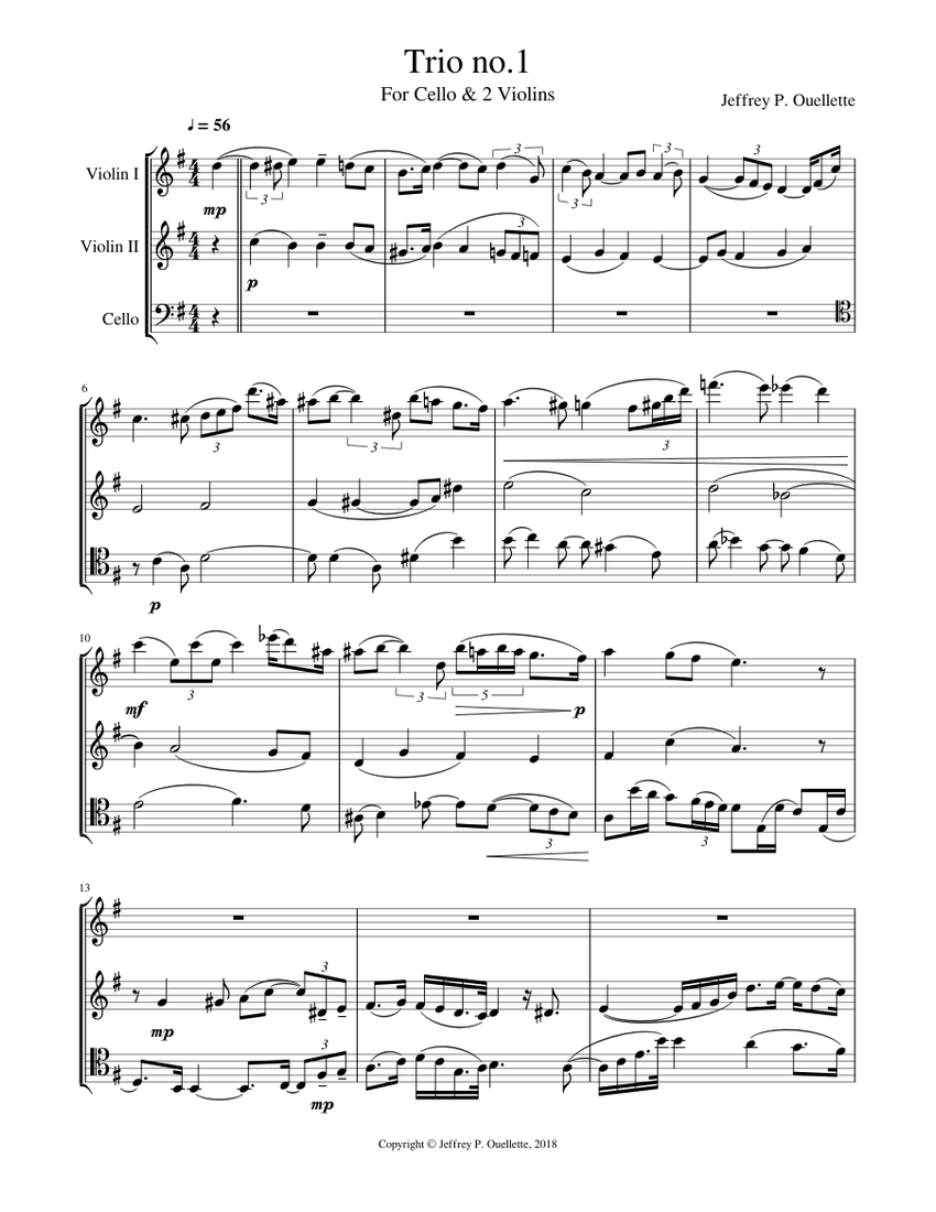 Trio no. 1 Sheet music for Violin, Cello (String Trio) | Musescore.com