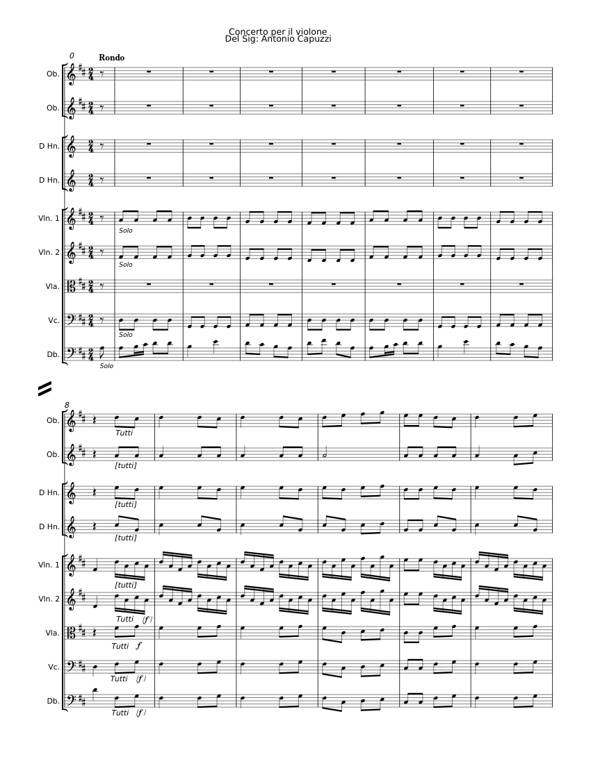 Concerto for violone obligato - Antonio Capuzzi Sheet music for Oboe ...