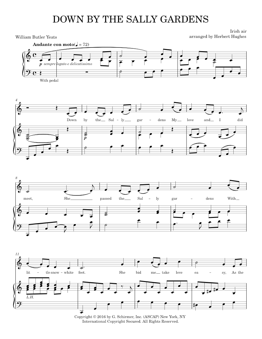 Down By The Sally Gardens Sheet music for Piano, Vocals by Henry ...