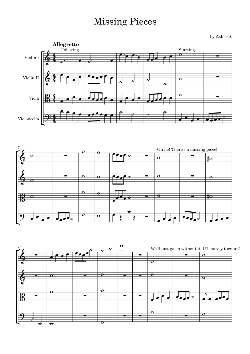 Missing Pieces Sheet music for Violin, Viola, Cello (String Quartet ...