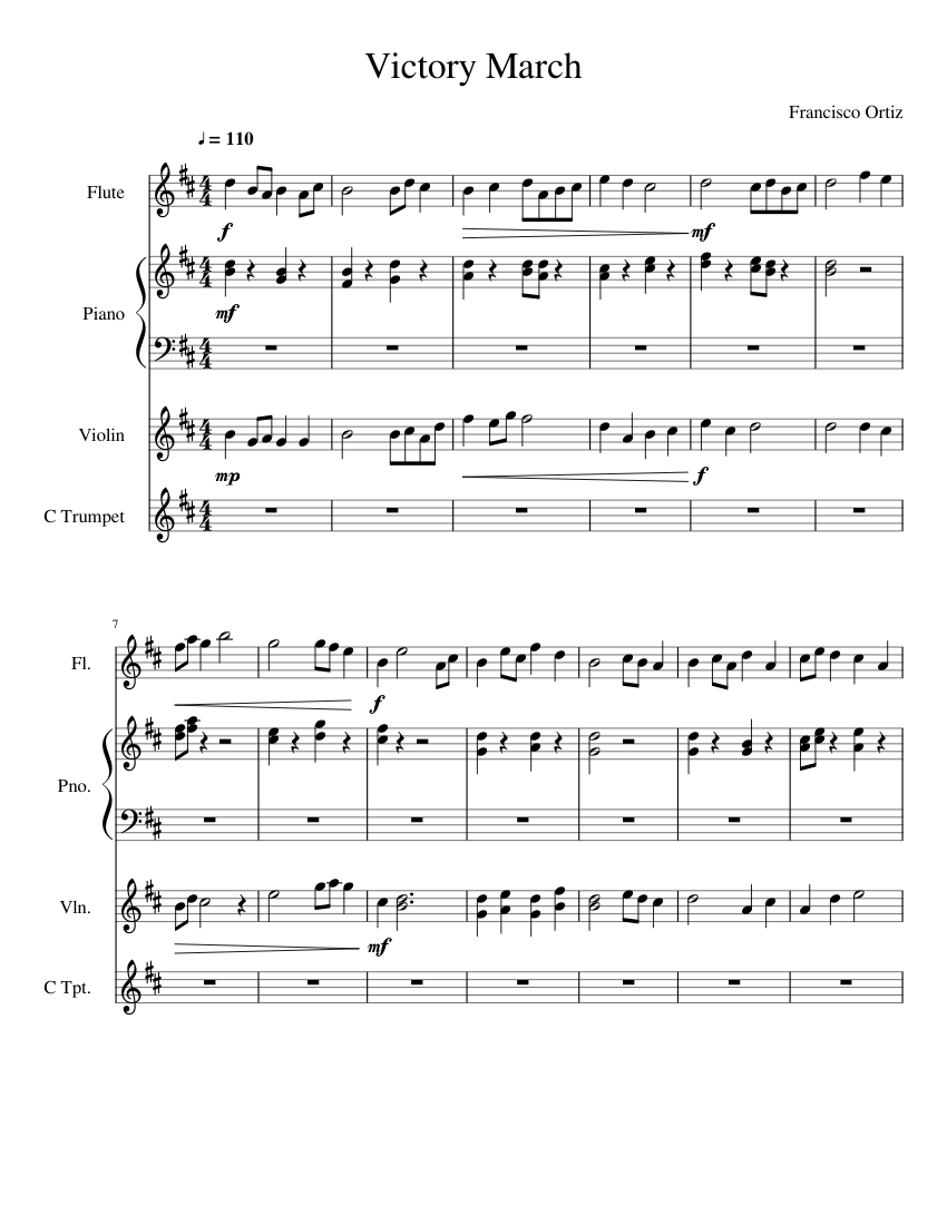 Victory March Sheet music for Piano, Flute, Violin, Trumpet in c (Mixed ...