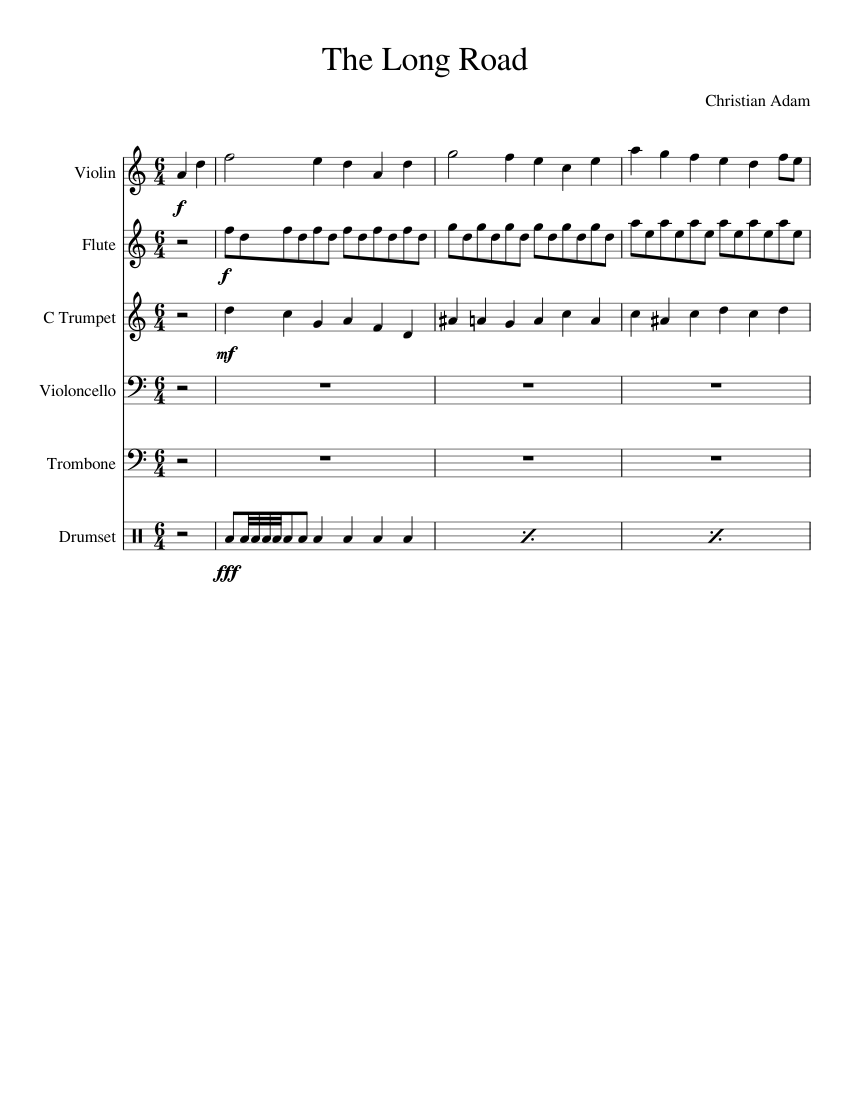 The Long Road Sheet music for Trombone, Flute, Violin, Cello & more ...