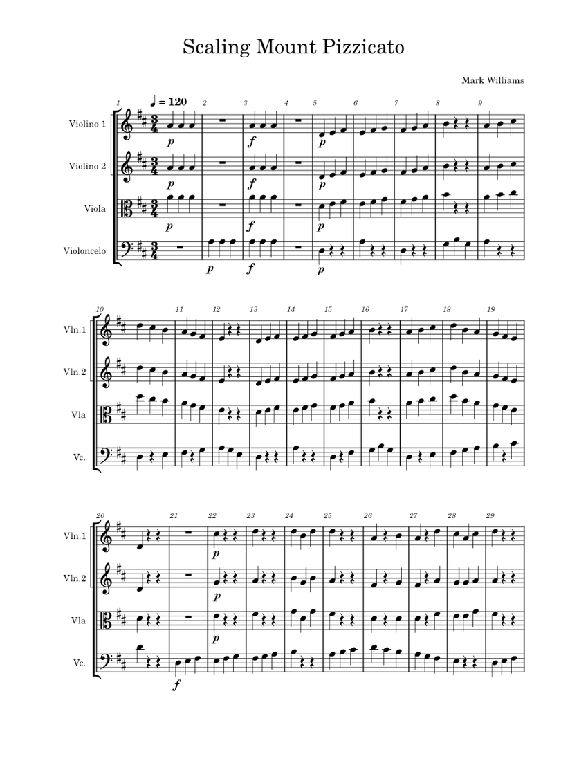 Scaling Mount Pizzicato – Mark Williams Sheet music for Violin, Viola ...