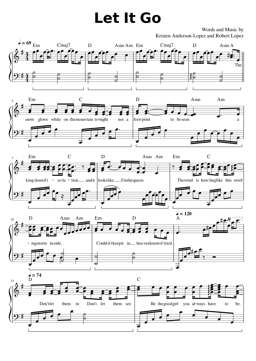 Let it go Sheet Music for Piano (Solo) | MuseScore.com