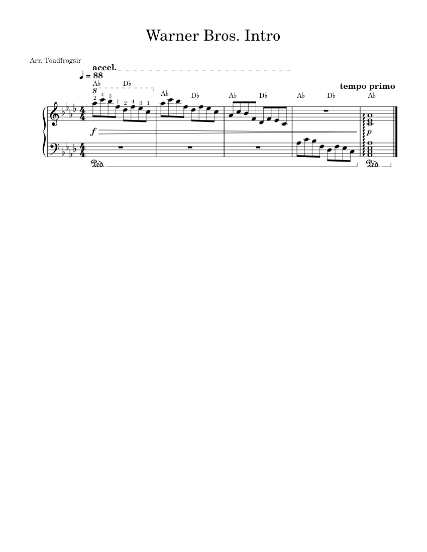 Warner Bros Intro Sheet music for Piano (Solo) Easy | Musescore.com