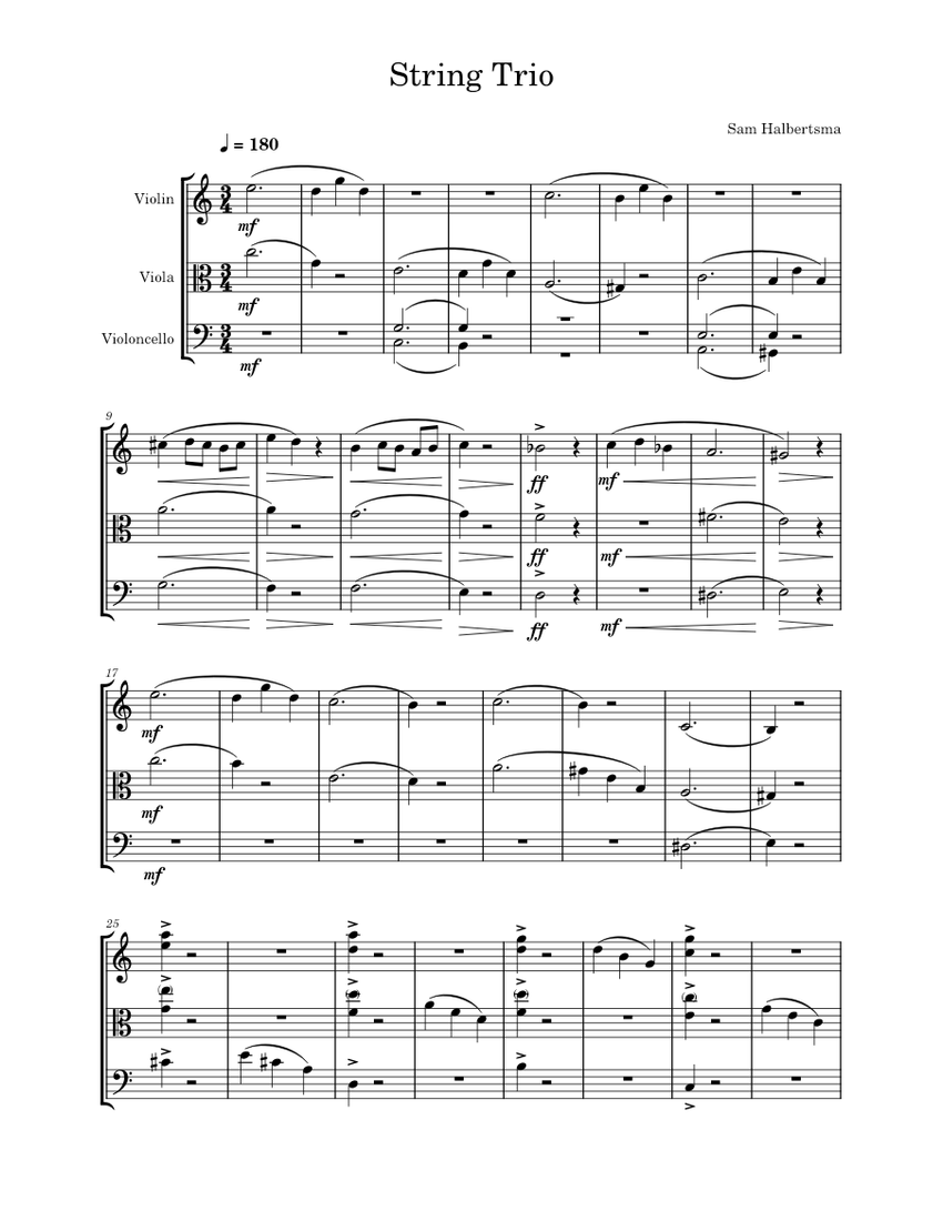 Trio 24 Sheet music for Violin, Viola, Cello (String Trio) | Musescore.com