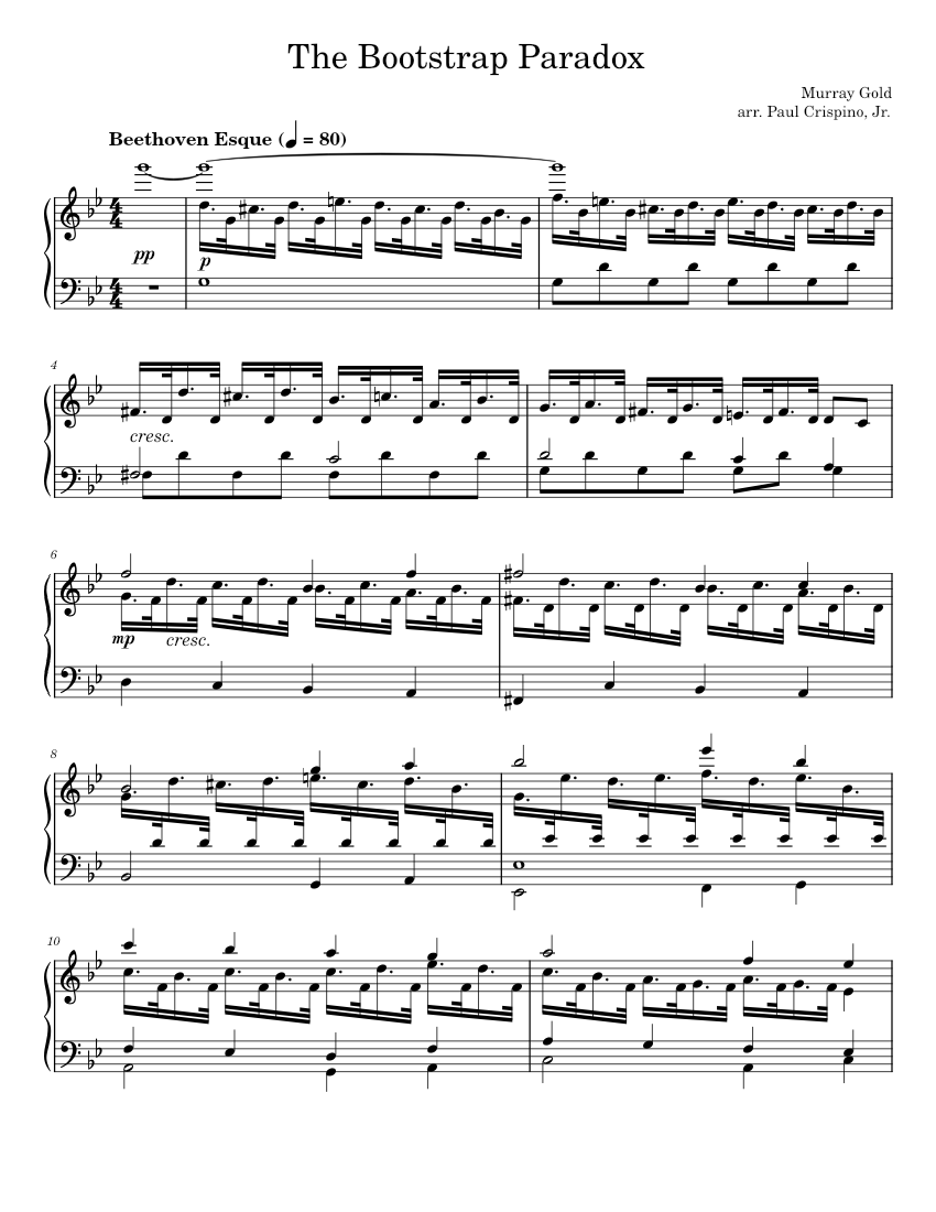 The Bootstrap Paradox – Murray Gold [Doctor Who] Sheet music for Piano ...
