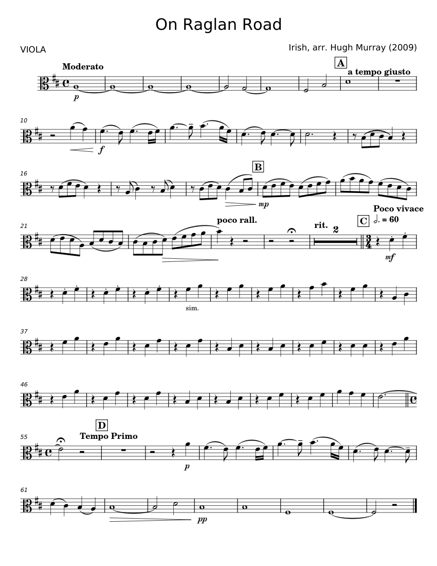 On Raglan Road Sheet music for Viola (Solo) | Musescore.com