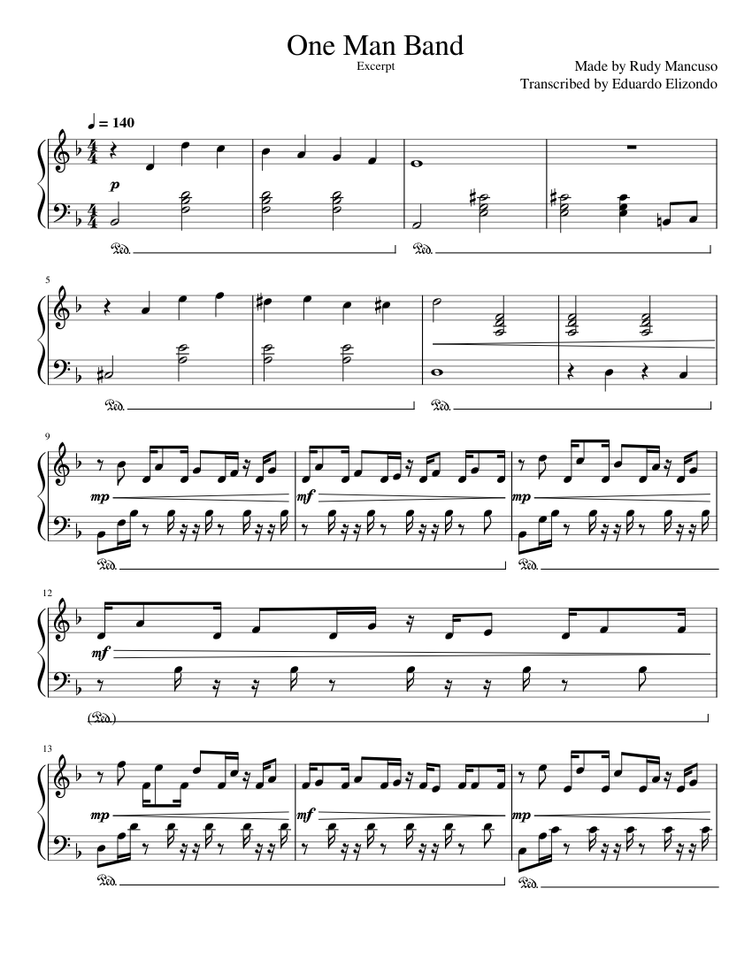 One Man Band Sheet music for Piano (Solo) | Musescore.com