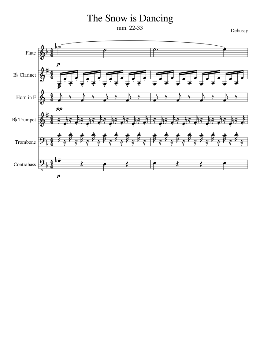 The Snow is Dancing Sheet music for Trombone, Flute, Clarinet in b-flat ...