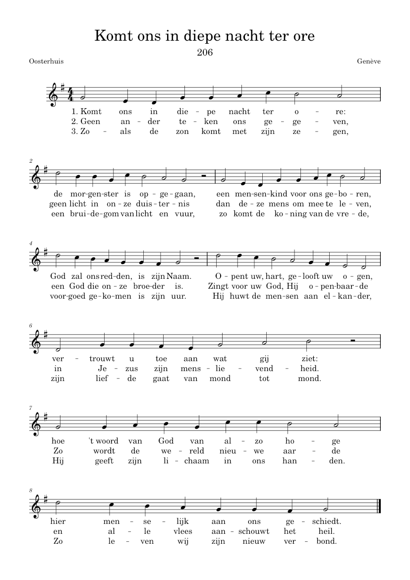 206 Komt ons in diepe nacht ter ore Sheet music for Organ (Solo ...