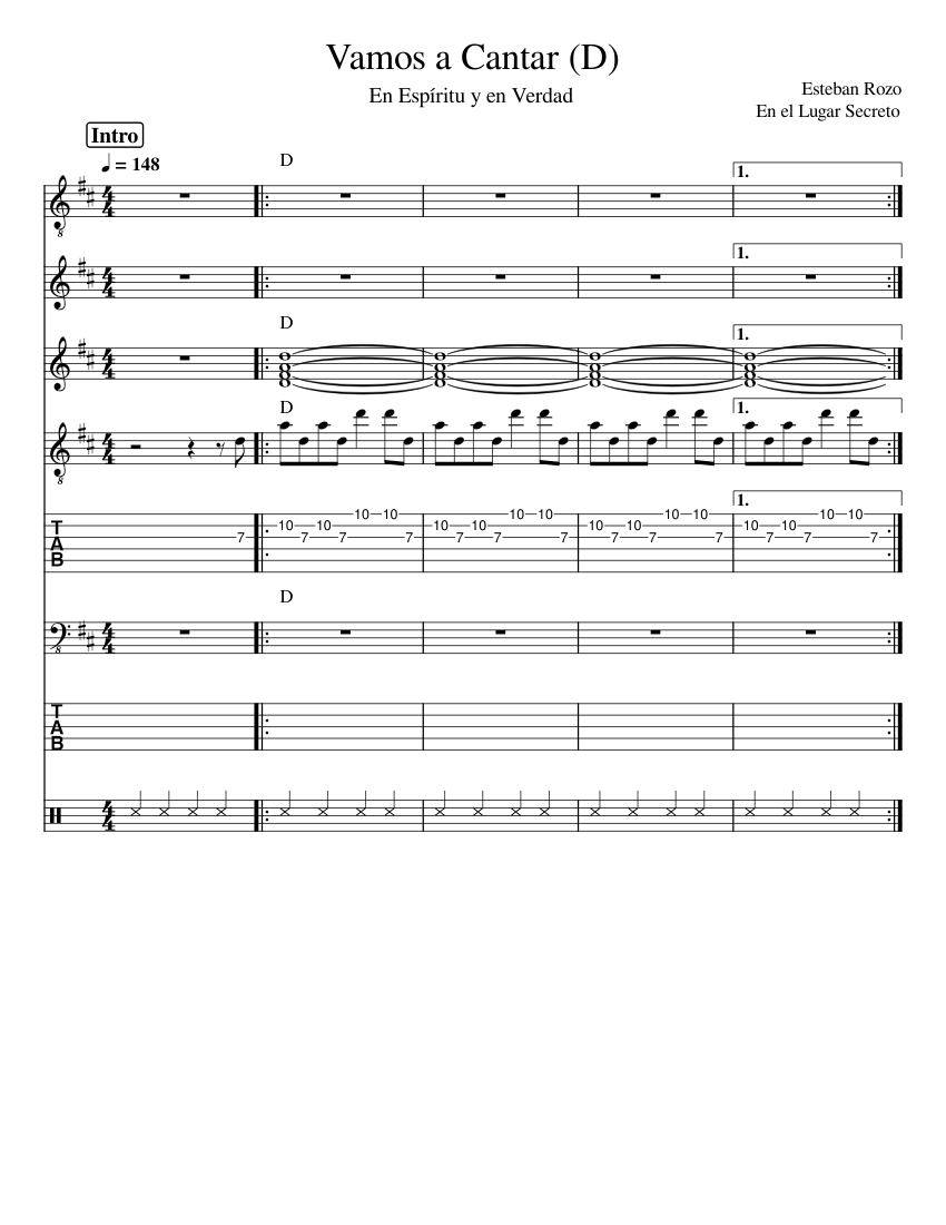 Vamos a Cantar - En Espíritu y en Verdad (D) Sheet music for Saxophone ...