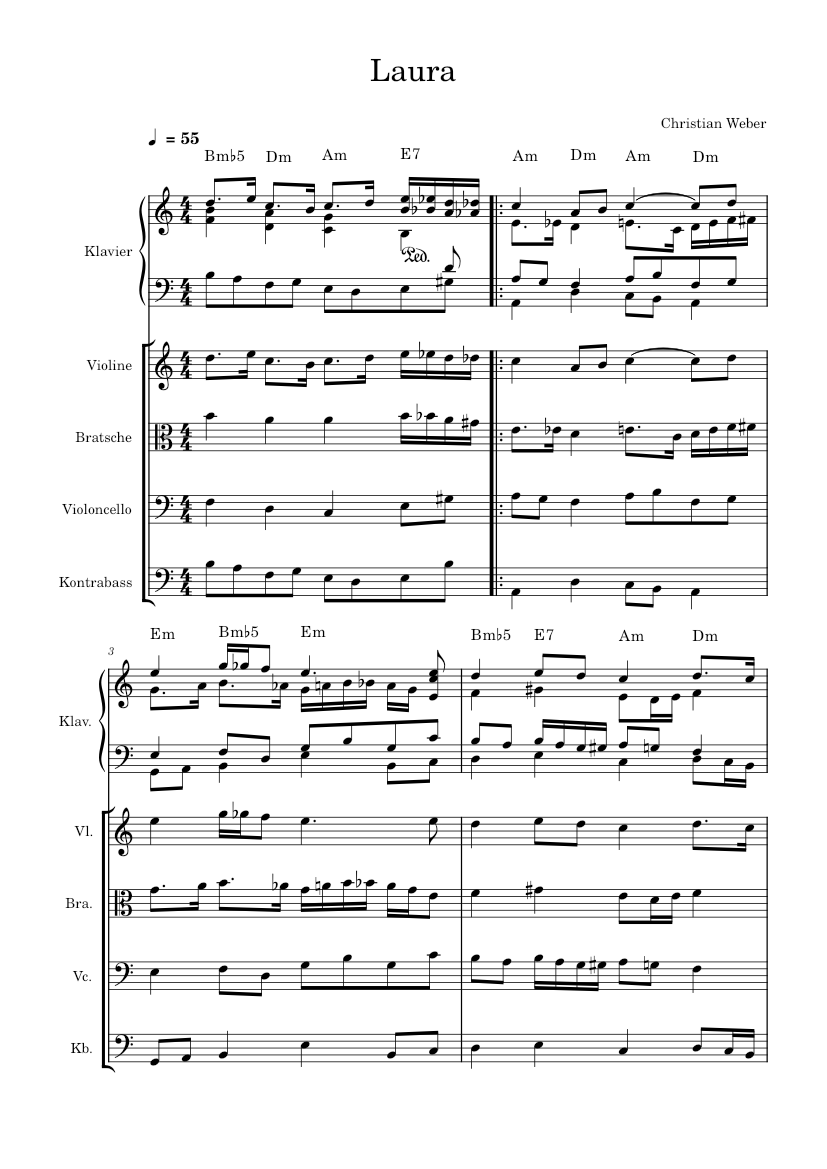 Laura Sheet music for Piano, Contrabass, Violin, Viola & more ...