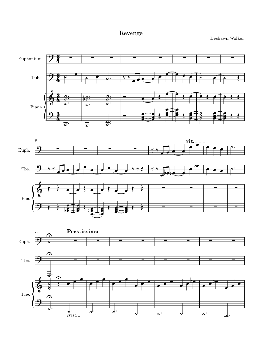Revenge Sheet music for Piano, Tuba (Mixed Ensemble) | Musescore.com
