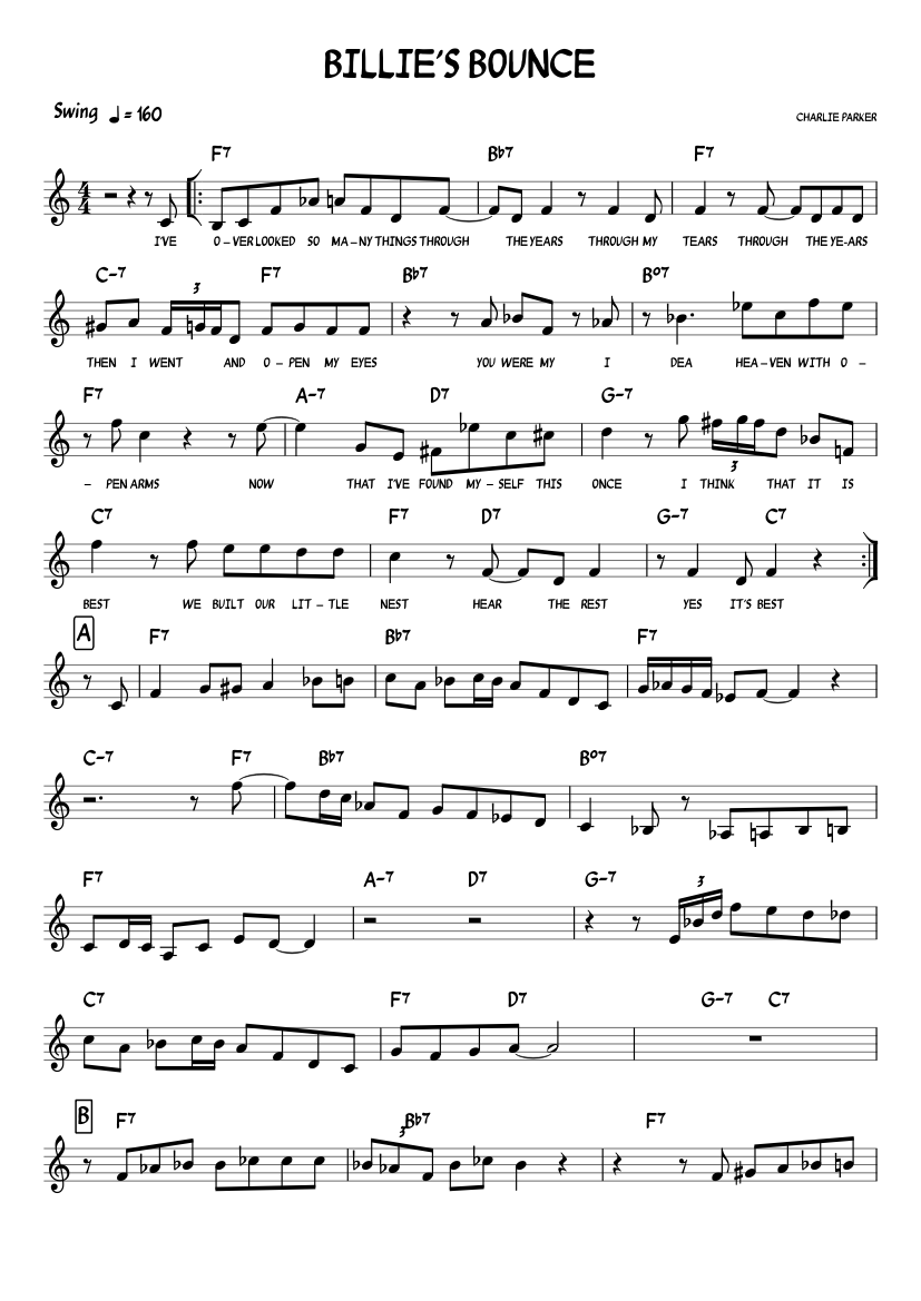 Billie's bounce Sheet music for Piano (Solo) Easy | Musescore.com