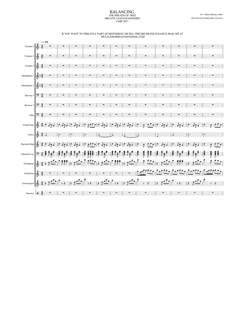 BALANCING - Movement 1 (Drumcorps / Marching band arrangement) Sheet ...